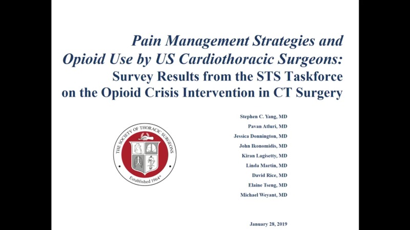 Pain Management Strategies and Opioid Use by US Cardiothoracic Surgeons: Survey Results From the ...